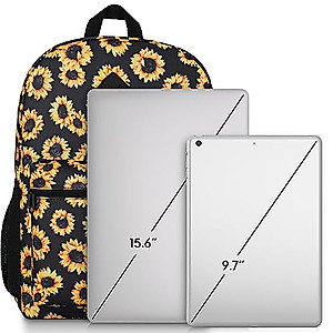 YAMTION School Backpack,Sunflower Bookbag Men and Teen Boy Schoolbag with USB Charging Port for High School College Office Work Travel