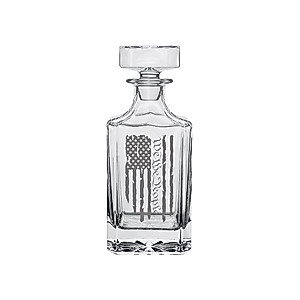 We The People Constitution American Flag USA Patriotic Whiskey Decanter Airtight Glass Stopper Custom Gift For Men Dad Veteran Father's Day