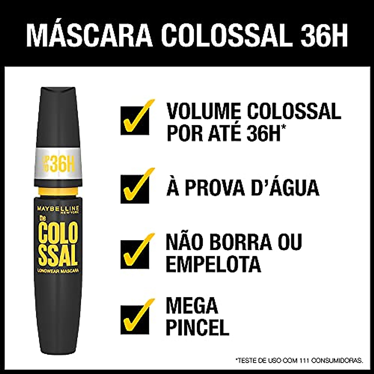 Maybelline Volum' Express Colossal Waterproof Mascara Makeup , Very Black, 1 Count