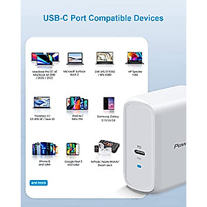 USB C Wall Charger, PowerLot GaN 65W USB C Charger Block with 6ft Type C Cable, PD Fast Charger for iPhone 14/13, iPad Pro, Pixel 7/6, 60W Power Adapter Laptop MacBook Pro/Air Charger