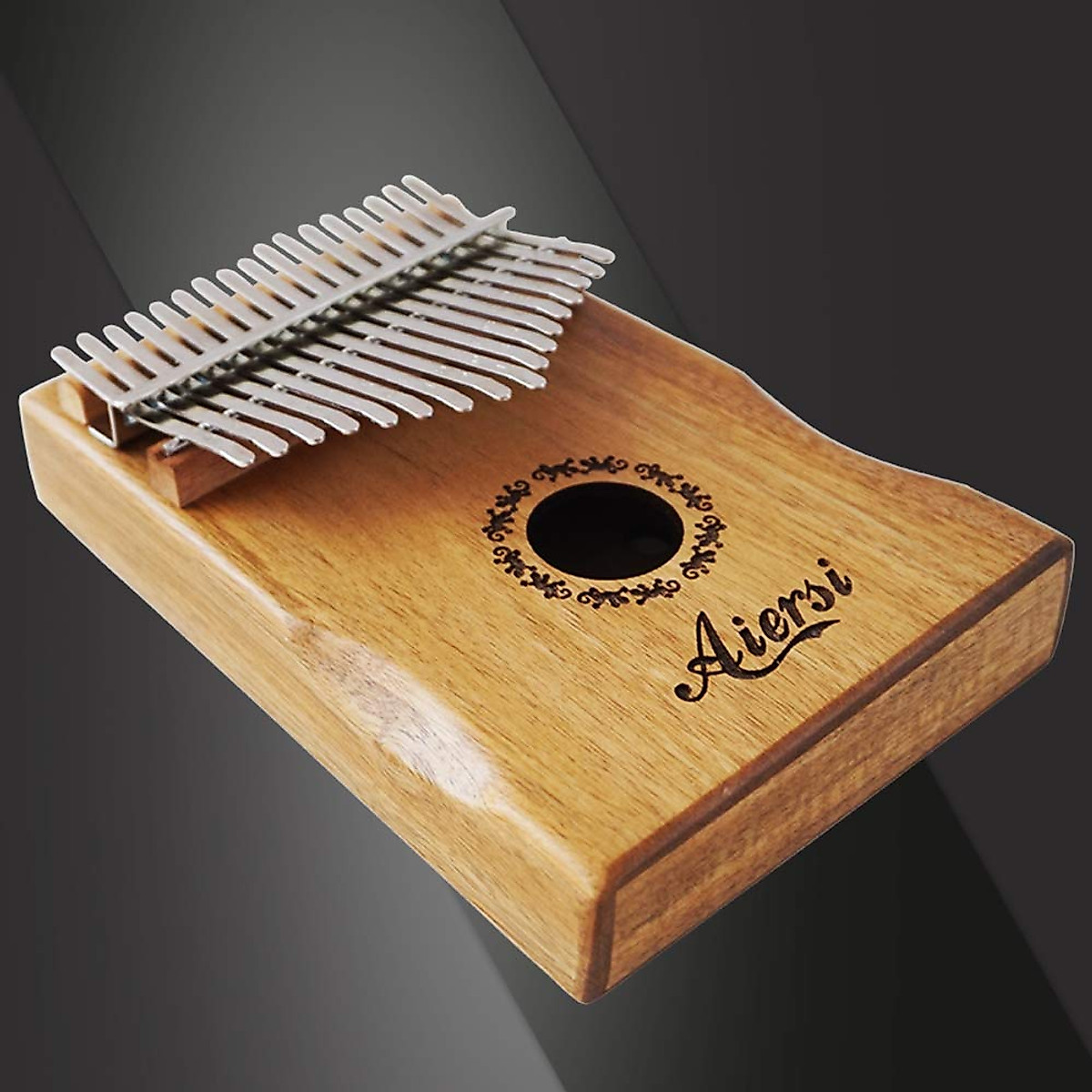 Aiersi Full Pack Armrest Gecko Design Portable 17 key Koa Kalimba instrument Finger Thumb Piano with free bag music songbook tuning hammer stickers（Carefulness）