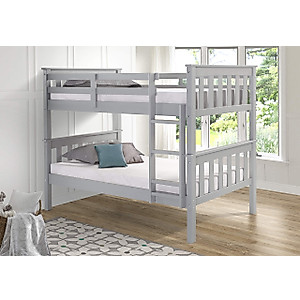 Bunk Bed Solid Wood Sturdy Twin Over Twin with Ladder and Safety Rail Grey - Kids' Twin Loft Bunk Bed with Headboard - by from The Tree Furniture