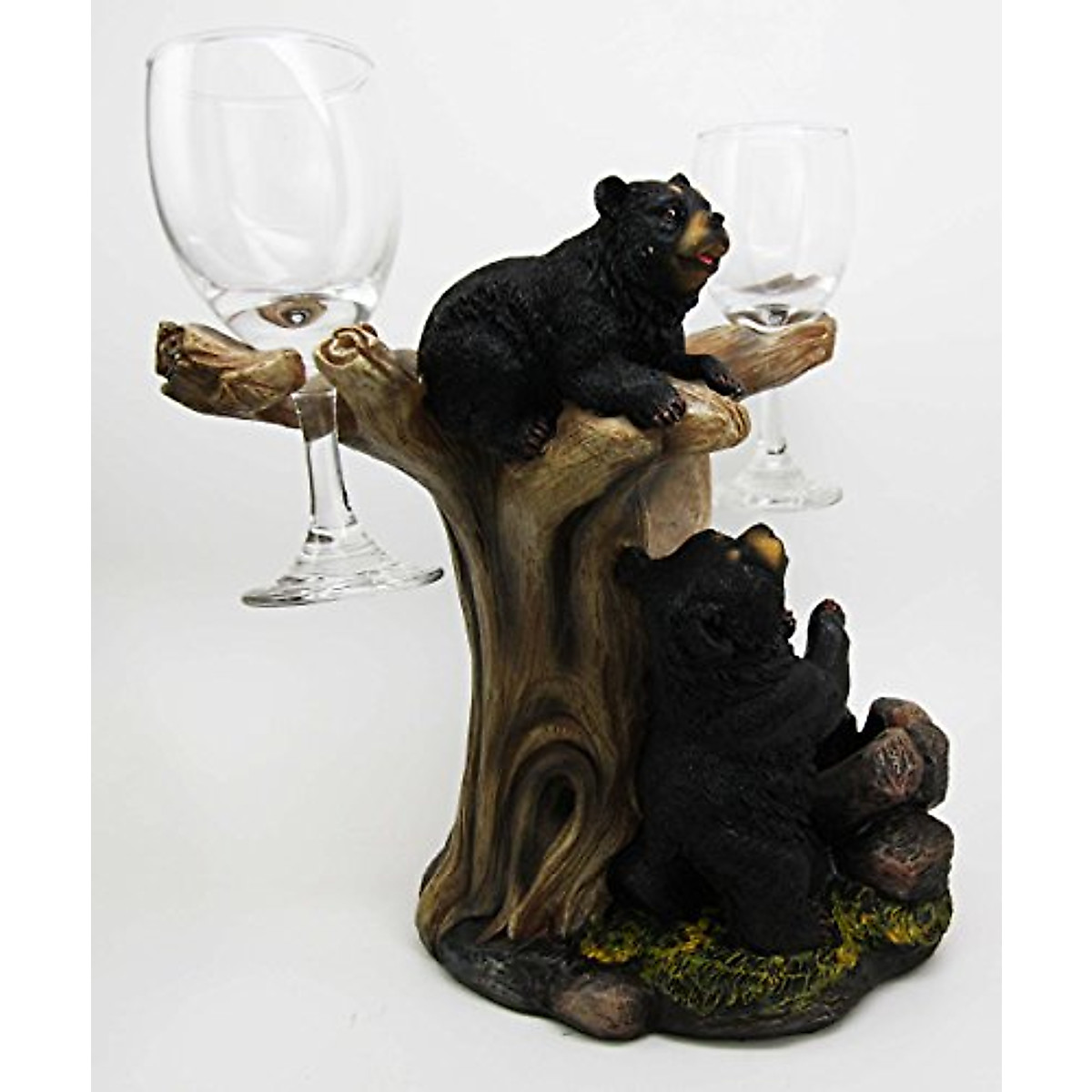 Gifts & Decor 10" Tall Climbing Black Bear Liquor Wine Glasses and Bottle Valet Holder Decorative Figurine