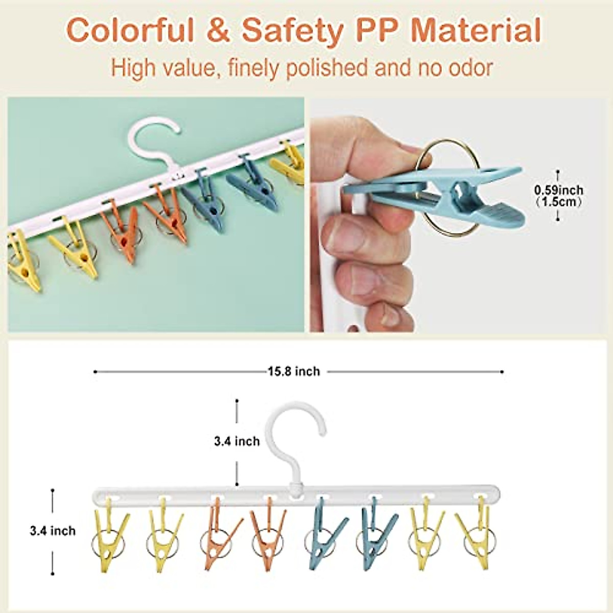 Baby Clothes Organizer Hangers with Clips, 360° Rotating Kids Pants Hangers, Space Saving, Vimiv Non-Slip Racks for Newborn Children Infant Toddler Towel Bib Sock Hangers w/16 Clips, 2 Pack Bulk