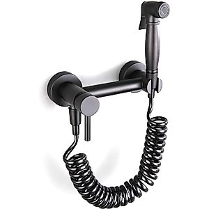 BINCAVIDOU Bidet Spray Set, Toilet Bidet Set Black Brass Hot Cold Bathroom Toilet Shower Blow fed Spray Gun Nozzle Bidet Faucet Bathroom,B