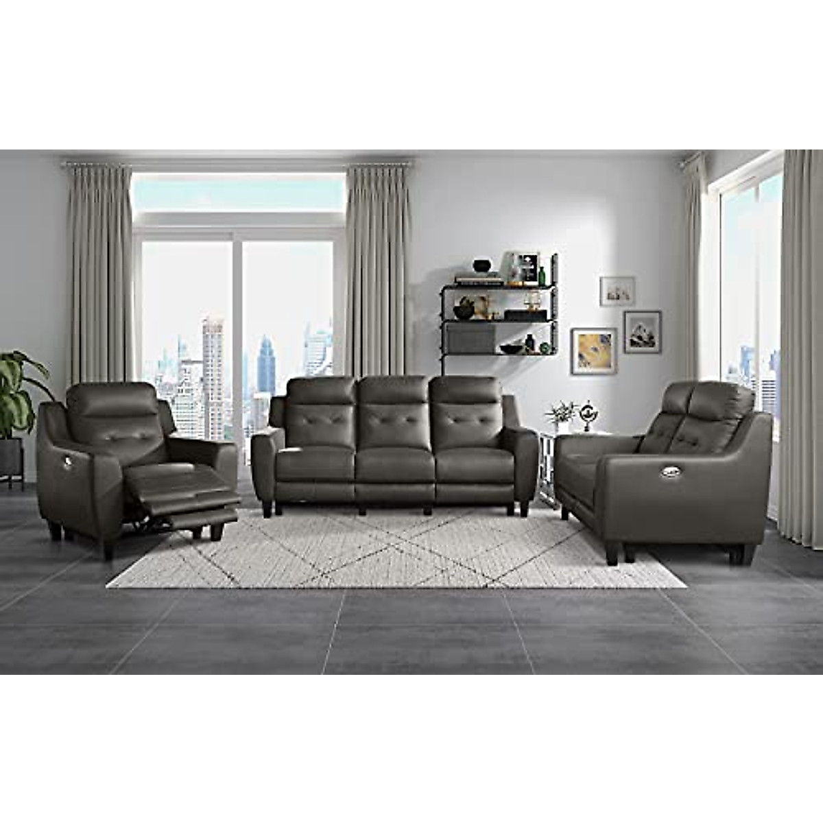 Lexicon Schuyler Power Double Reclining Loveseat, Grayish Brown