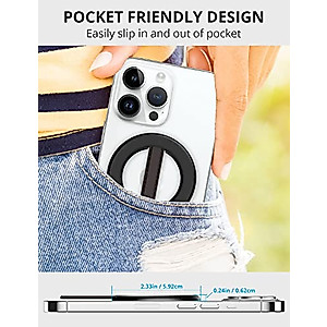 SUPMEGA Magnetic Phone Grip for MagSafe, Grip & Stand with Collapsible Leather Finger Loop, Magnetic Phone Ring Holder only for iPhone 15 Pro Max, iPhone 15 Pro, iPhone 14 Pro Max, 13 and 12 Series