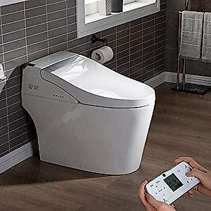WOODBRIDGE B0960S Auto Flush, Auto Open & Auto Close, 1.28 GPF Single Flush Toilet with Intelligent Smart Bidet Seat and Wireless Remote Control, Chair Height