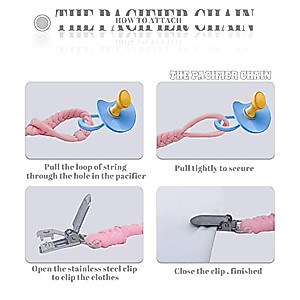 Braided Pacifier Clips Baby Girl, Binky Clips Pacifier Holder with Handmade Teething Straps Unisex Design Smoother Pacifier Clip Fits All Pacifiers for Shower Birthday Gifts