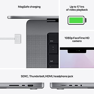 (CTO) Apple 14-in MacBook Pro M1 Max 10-core CPU 24-core GPU chip - 512GB SSD 32GB Space Gray (Fall 2021) - Z15G001WE