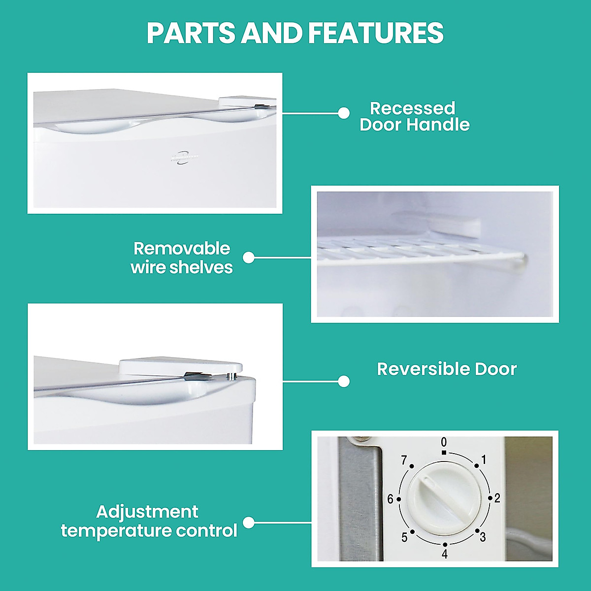 Koolatron Compact 1.2 Cu Ft Upright Freezer Reversible Door Removable Shelf External Temperature Control Quiet Compressor Space-Saving Flat-Back Design Ideal for Dorms Offices Apartments