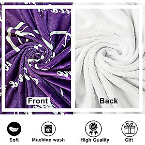 Mom Blankets Flannel Throw for Women Anniversary Birthday Gift Portable from Daughter Son Printed Warm Soft Couch Sofa Decor Purple 60"x80"
