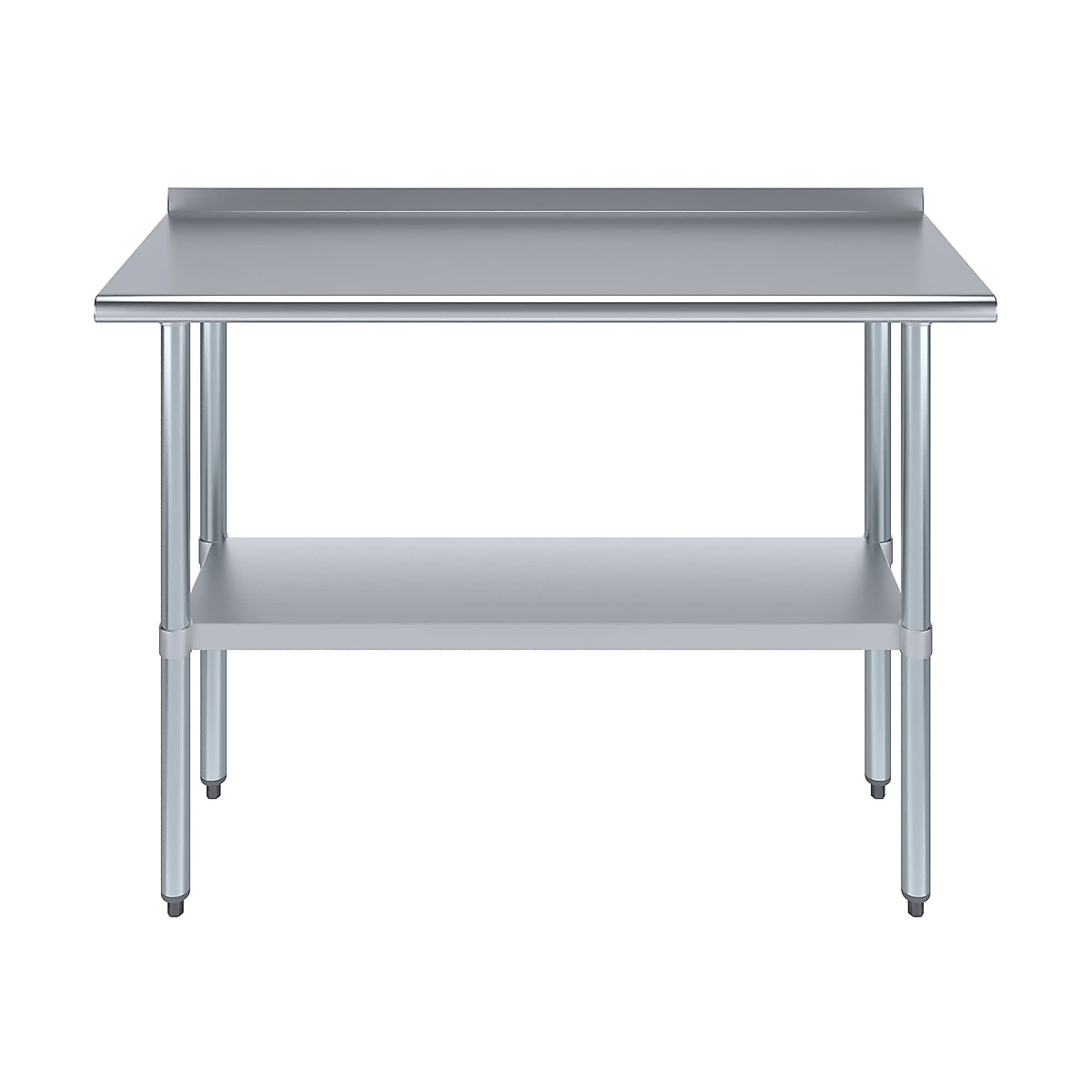 AmGood 48" Long x 18" Deep Stainless Steel Work Table with 1.5" Backsplash | Metal Kitchen Food Prep Table | NSF