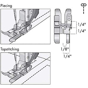 Pack of Stitch in Ditch Foot and 1/4''(Quarter Inch) Quilting Patchwork Sewing Machine Presser Foot with Edge Guide for All Low Shank Snap-On Singer, Brother, Babylock, Euro-Pro, Janome