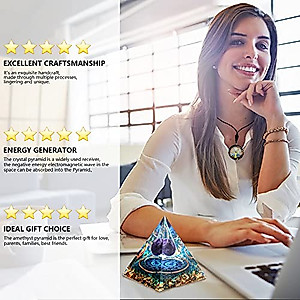 Zurligi Orgone Pyramid Postive Energy, Amethyst Chakra Orgone Pyramid, Orgonite Pyramid for Success, Energy Generator Healing Crystal Pyramid