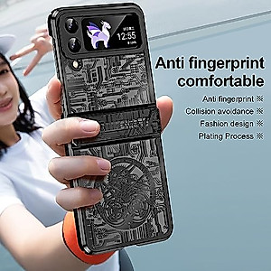 phone case Slim Case Compatible with Samsung Galaxy Z Flip 4 with Hinge+Camera Lens Protector,Thin Hard PC Case Fashion Protective Case for Galaxy Z Flip 4 Rugged Electroplating Cover phone protection