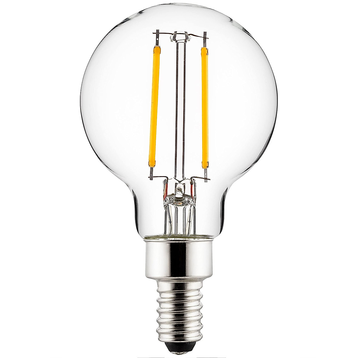Sunlite 80757 LED G16.5 Filament Style Globe Light Bulb, 2.5 Watts (25W Equivalent), 250 lumens, Dimmable, Candelabra Base (E12), UL Listed, 3000K Warm White, 1 Count