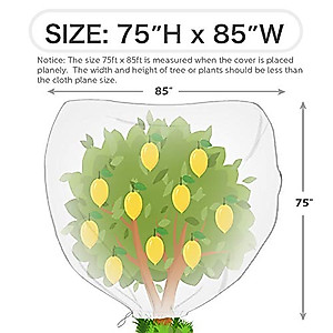 REMIAWY Plant Covers Freeze Protection Frost Blanket for Plants Tree Blanket Cover Shrub Covers Jacket with Zipper Drawstring, Frost Cover for Animal Protection (85”X75” Shrub Jacket 2 oz/sq yd)