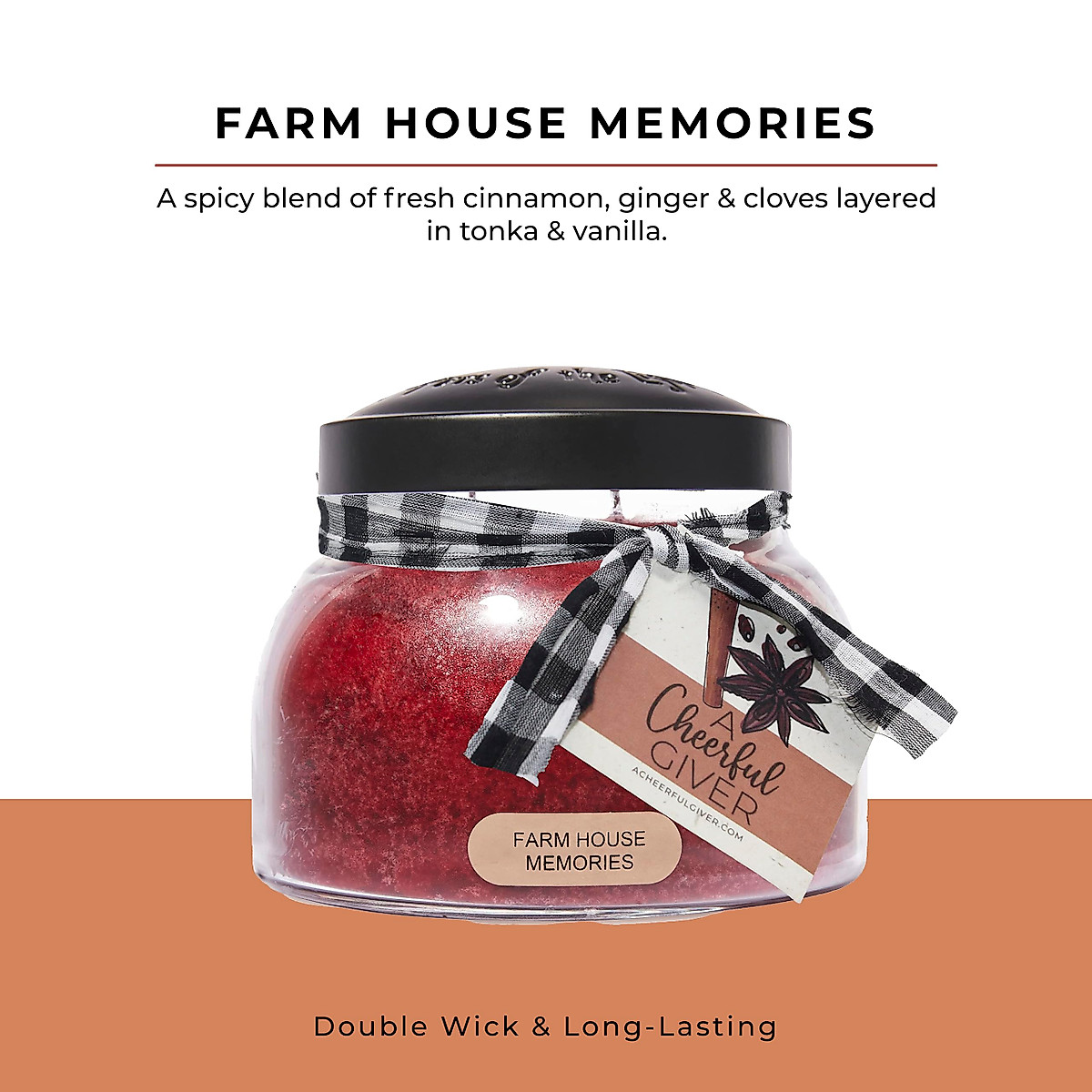 A Cheerful Giver - Farm House Memories Mama Scented Glass Jar Candle (22oz) with Lid & True to Life Fragrance Made in USA