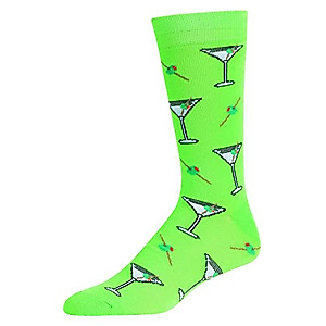 Random Stock Apparel 2-Pair Mens Christmas Casual Crew Socks Holiday Themed Fun Gifts (Martini)