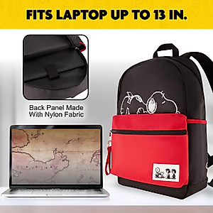 Concept One Peanuts 13 Inch Sleeve Backpack, Snoopy, Charlie Brown and Woodstock Padded Computer Bag for Commute or Travel, Multi