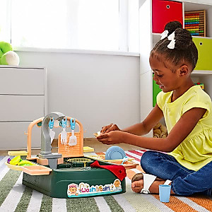 Hey! Play! Play Kitchen Set for Kids – Functional Sink Water Toy with Automatic Cycling System – Dishwashing Playset with Fun Accessories