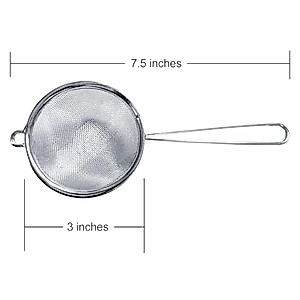 Cuisinox Fine Mesh Strainer, Stainless Steel with Handle, 3" x 8"