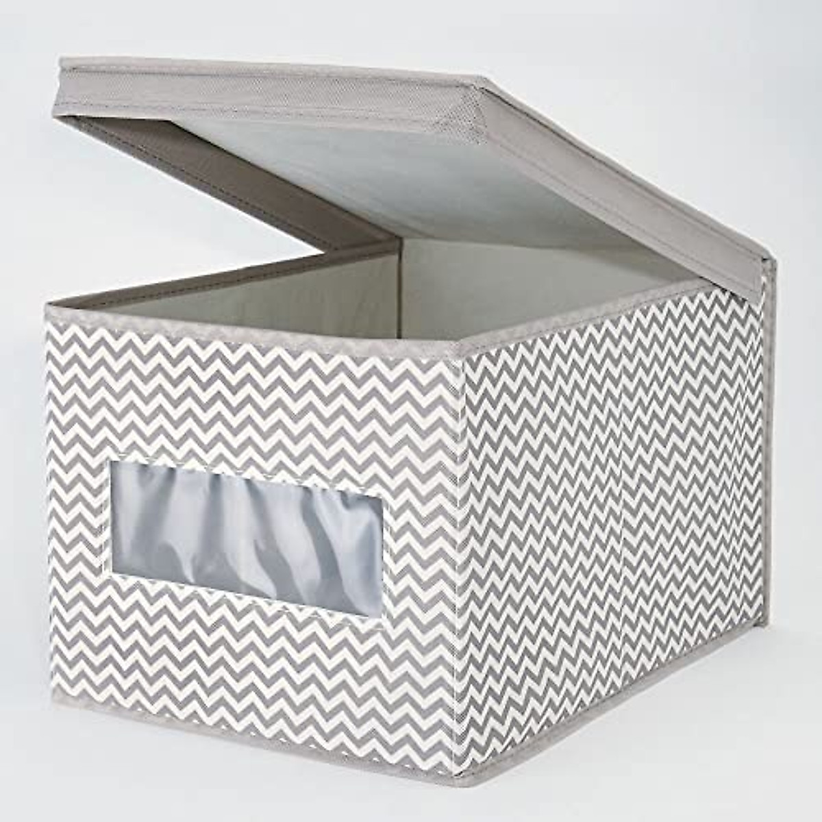 MetroDecor mDesign Fabric Closet Storage Organizer Box with Lid for Clothing, Shoes, Handbags, Jeans - Large, Taupe/Natural