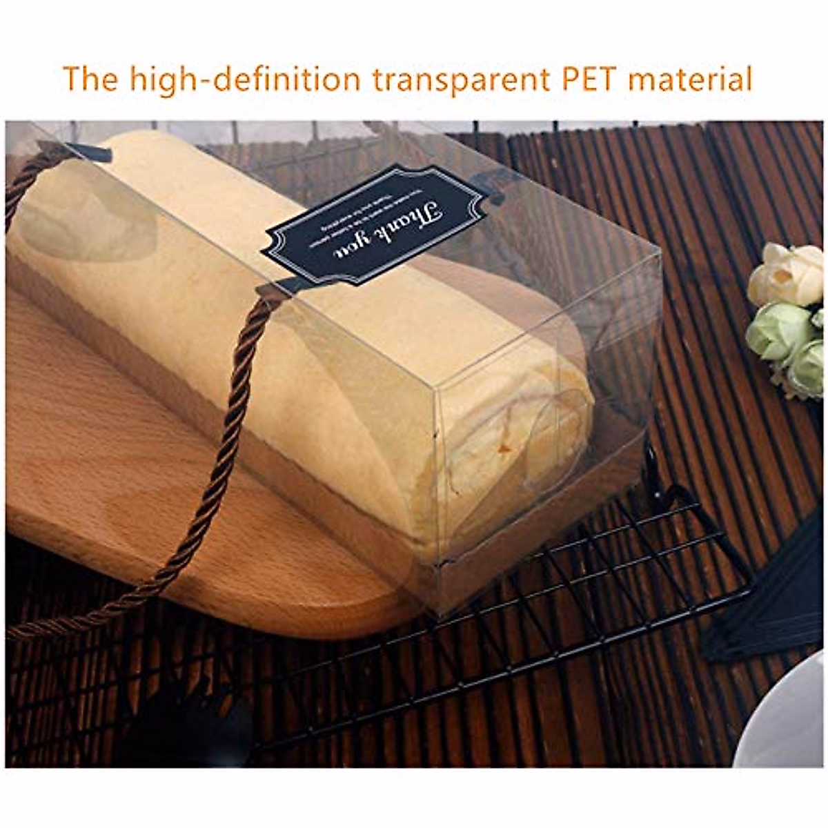 Set of 30 Rectangular portable pastry packaging box/Clear mousse Cake Box Swiss Roll Container/Sandwich Muffin Cheese Pastry Dessert Sushi Fruits Display Food Storage Holder (Gold,7.3"x2.6"x2.6")