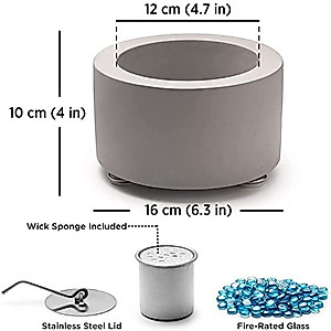 TURBRO Cement Tabletop Fire Pit for Outdoor - Ventless Fire Bowl, Odorless, Smokeless - Fueled by Ethanol Alcohol - Dark Gray