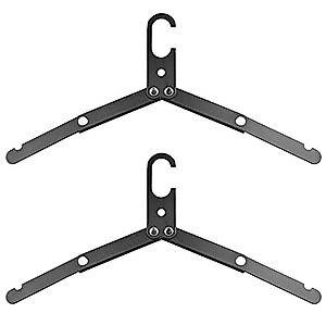 Travel Hangers BLLNDX 2PCS Black Portable Folding Clothes Hangers, Aluminium Alloy Super Bearing Collapsible Hanger, Foldable Clothes Drying Rack for Travel, Indoor and Outdoor