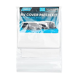 Camco RV Cover Patch Kit, 9-Inches x 6-Feet | Repairs Small Rips and Tears on The Side, Front and Back Panels of Your RV Cover | Dark Gray (45994)