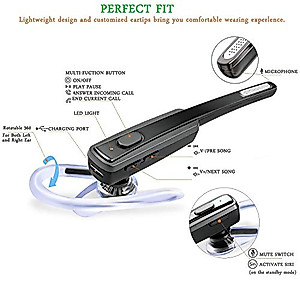 COMEXION Bluetooth Headset, Wireless Business Earpiece V4.1 Lightweight Noisy Suppression Bluetooth Earphone with Microphone for Phone/Laptop/Car (Black+Case)