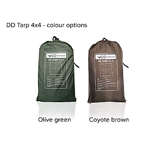 DD Hammocks - DD Tarp 4x4 - Coyote Brown (13ft x 13ft) - 100% Waterproof Lightweight & Multifunctional Rainfly Square Tarp Tent Group Shelter for Camping Bushcraft & Scouts