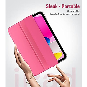 TiMOVO Case for iPad 10th Generation Case 2022,Slim Stand Cover for iPad 10th Gen 10.9 inch,Support Touch ID,Auto Wake/Sleep Smart Shell with Translucent Back, fit iPad 10 Case, Watermelon Red