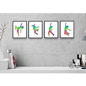 Hip Hop Wall Art Girl Dancer Abstract Print Set of 4 8x10, Gift for Hip Hop Dancer, Freestyle Dance, Dance Teacher. Dnce Studio Dorm Room Decor
