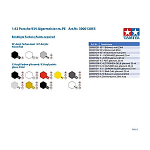 TAMIYA 300012055 12055 1:12 Porsche 934 Jägermeister with PE, Faithful Replica, Model Building, Crafts, Hobbies, Gluing, Plastic kit, Assembly, Unvarnished