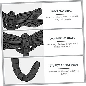 Cabilock 2 Sets Dragonfly Hook Metal Bag Hook Single Coat Hanger Decorative Wall Hangers Robe Towel Hook hat Rack Heavy Duty Clothes Hanger Dragonfly Hanger Wrought Iron Hanger Rack Cartoon