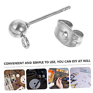 TEHAUX DIY Earrings Set 40pcs Round Bead Ear Studs Stainless Steel Jewelry Pierced Earing Studs for Women Men