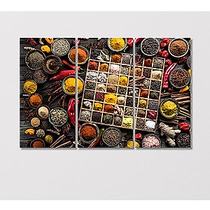 Variety of Spices and Herbs Canvas Print 5 Panels / 36x24 inches
