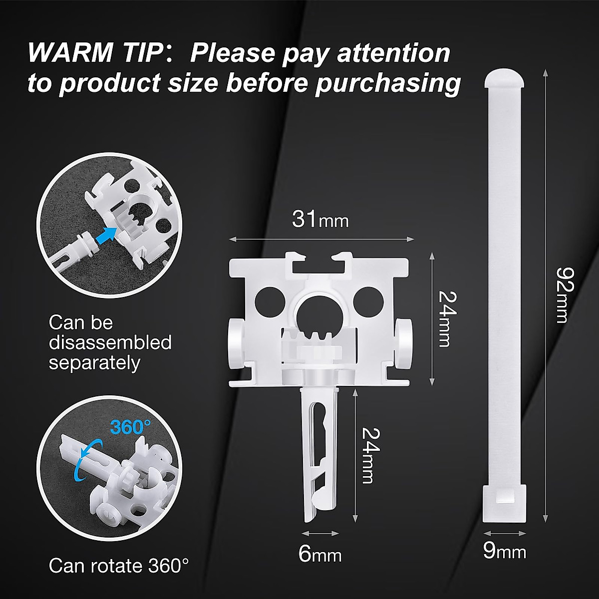 20 PCS Vertical Blind Repair Carrier with Stem Vertical Blinds Repair Kit White Blinds Replacement Parts