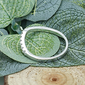 SAVEARTH DIAMONDS Moissanite Wedding Band 0.50ct D Color VVS1 Lab Created Diamond Half Eternity Curved Wedding Band 14K White Gold Over Sterling Silver Guard Enhancer Wedding Rings for Women -5.5