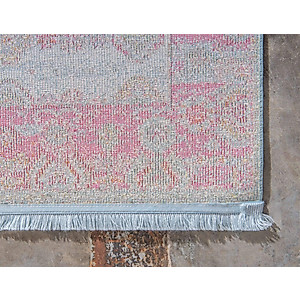 Unique Loom Baracoa Collection Bright Tones Border Vintage Traditional Area Rug, Rectangular 5' 5" x 8' 0", Blue/Pink