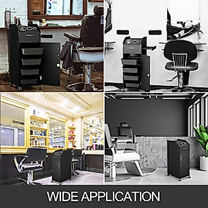 Happybuy Salon SPA Beauty Hairdressing Cart Storage Trolley with 4 Drawers Rolling Wheels Lockable 2 Keys w/Hairdryer Holder Space-Saving Side Tray (Black)