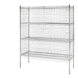 Krollen Industrial NSF Stationary Wire Chrome Security Cage Kit - 24" x 60" x 74" With 4 Shelves