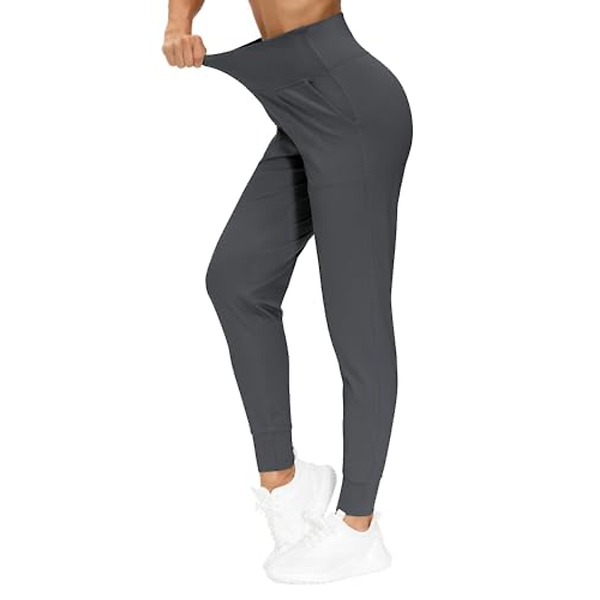 THE GYM PEOPLE Womens Joggers Pants with Pockets Athletic Leggings Tapered Lounge Pants for Workout, Yoga, Running (Small, Dark Grey)