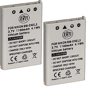 BM Premium 2-Pack of EN-EL5 Batteries for Nikon Coolpix P80, P90, P100, P500, P510, P520, P530 Digital Camera