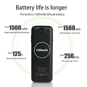 Language Translator Portable Instant Translator Device Support WiFi/Hotspot/Offline Two- Way Real Time Online 137 Languages with 2.4Inch Touch Screen Recording Smart Translator（Black）