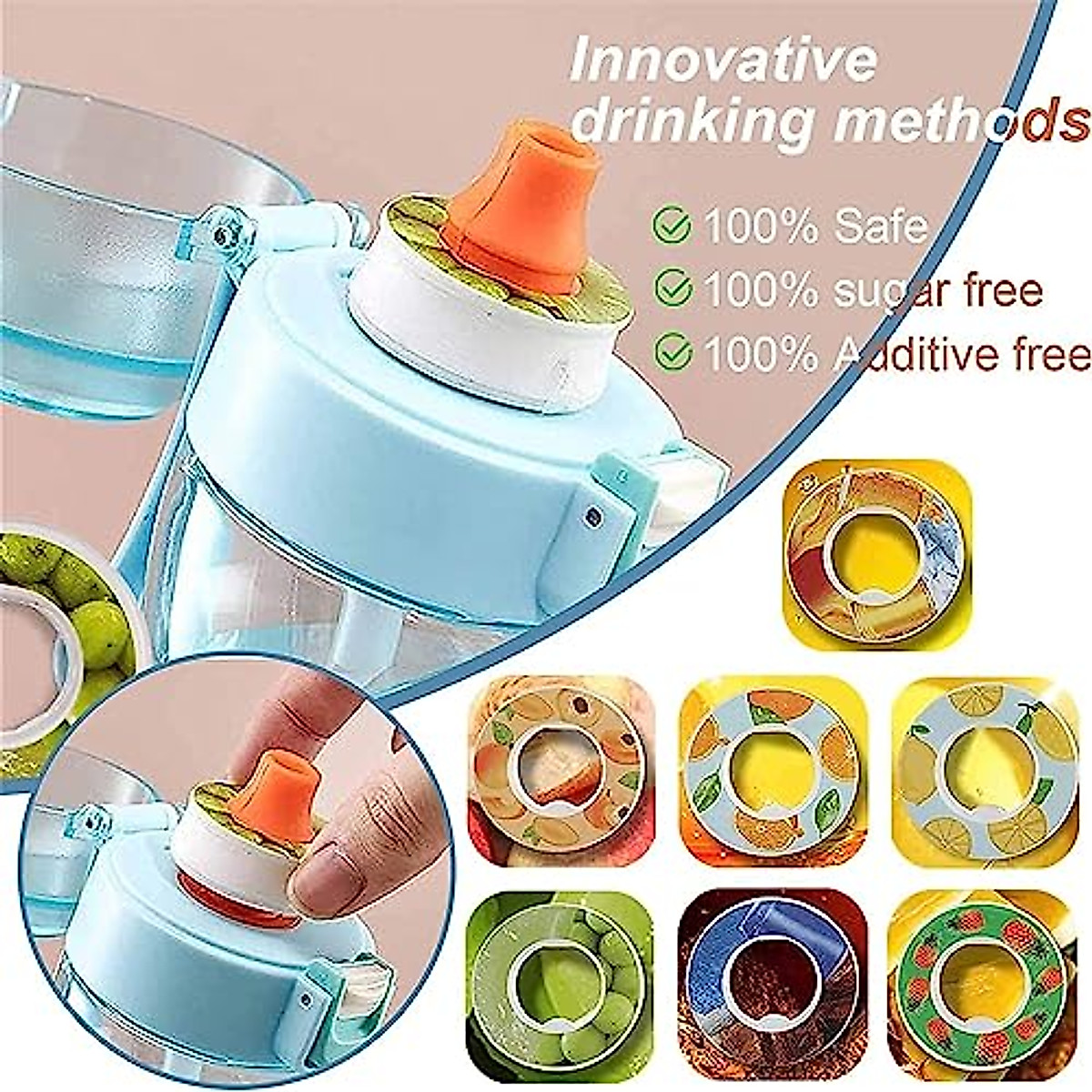 Air Water Bottle BPA Free Starter up Set Drinking Bottles,650 ml Drinking Bottle with Flavour, with 7 Flavour pods%0 Sugar Water Cup ，for Gym, Running, Outdoor (Pink)