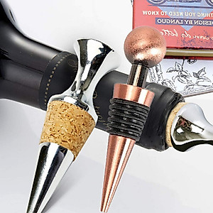 DOITOOL Stainless Steel Wine Bottle Stopper Silicone Metal Champagne Stopper Reusable Wine Preserver for Home Wedding Bronze